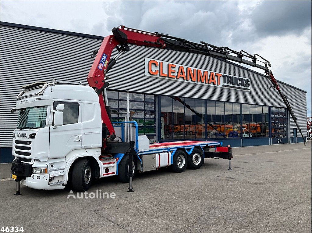 Scania R 580 8x2 V8 Retarder Euro 6 HMF 50 Tonmeter laadkraan + Fly-Jib kamion platforma