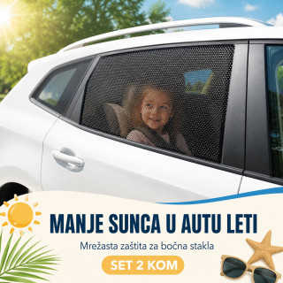 Auto mrežica za sunce – Samolepljiva zaštita za stakla za decu i putnike, 2 kom