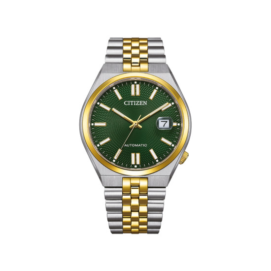 CITIZEN NK0024-54X TSUYOSA 60 muški sat Automatic Sapphire Glass Jubilee Bracelet Two Tone Silver Gold Sunray Green Guilloché Dial 40mm