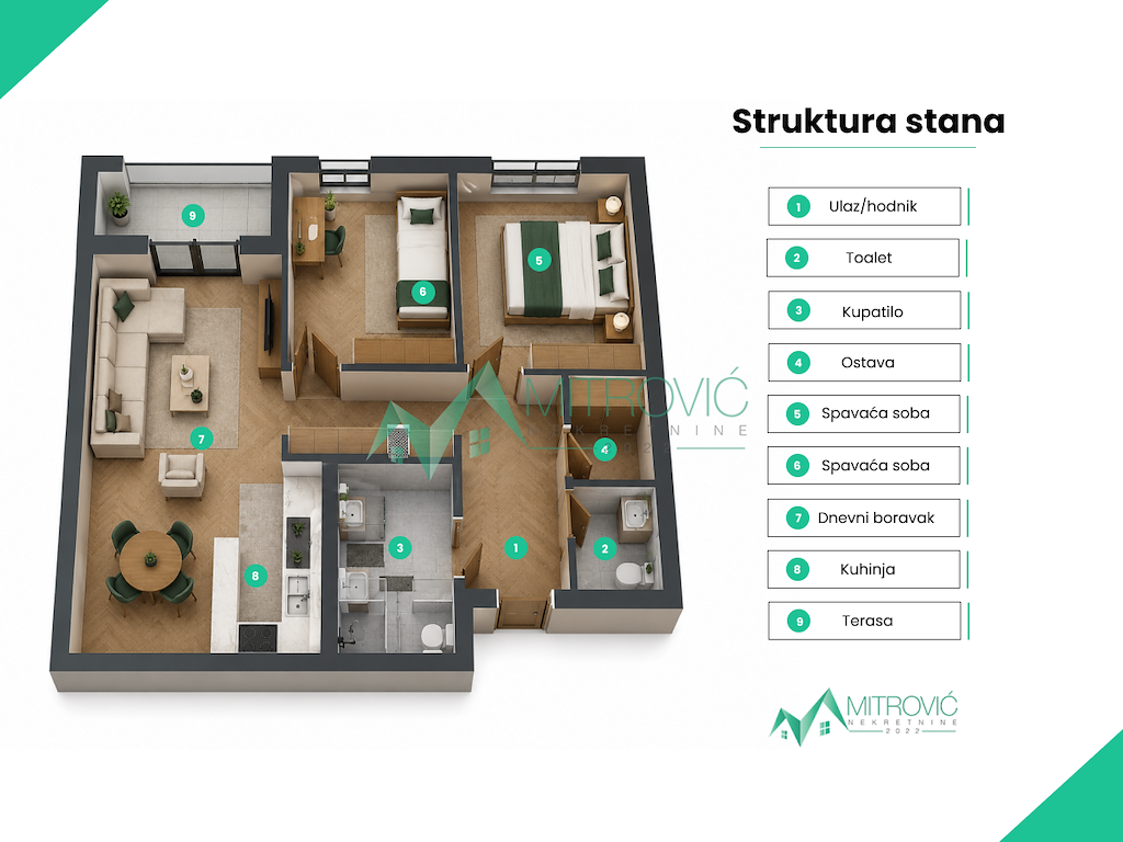 Trosoban stan na prodaju, Sremska Kamenica, Novi Sad, 60m², 186.945 €