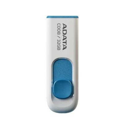 ADATA 32GB Capless Sliding USB Flash Drive WHITE+BLUE | AC008-32G-RWE