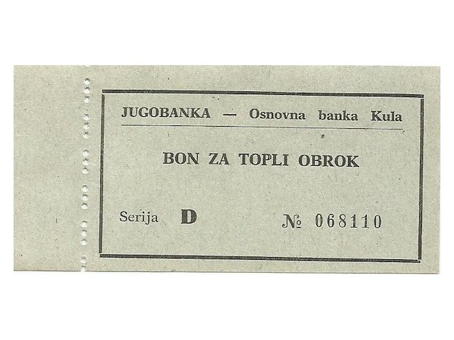JUGOBANKA Kula BON ZA TOPLI OBROK