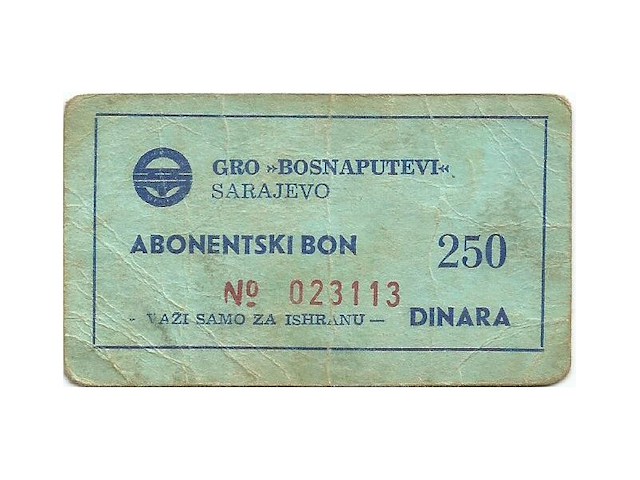 GRO BOSNAPUTEVI Sarajevo abonentski bon