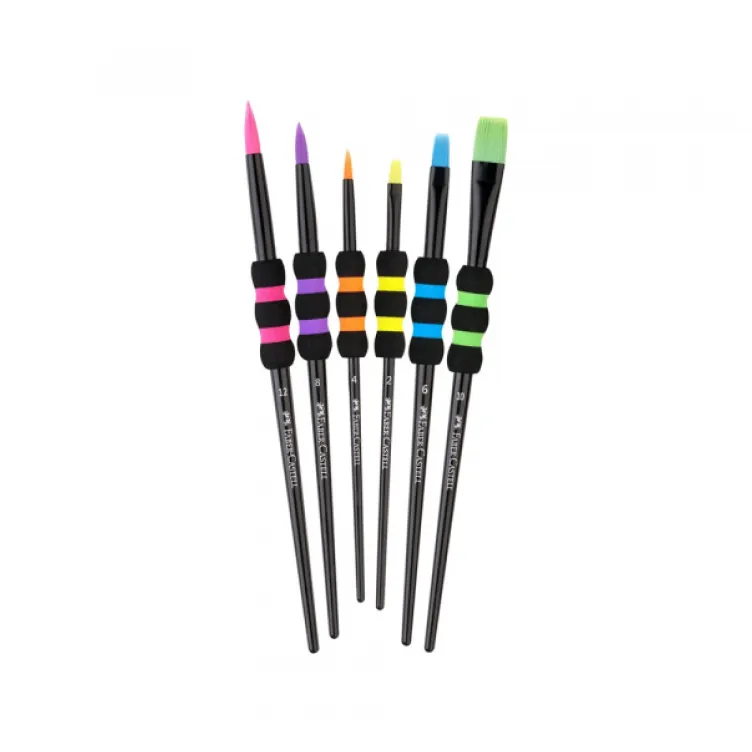 Četkice Faber Castell soft grip set 1/6 black 481622