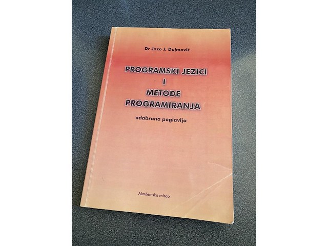 Programski jezici i metode programiranja Jozo Dujmović