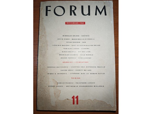 Časopis Forum - Novembar 1962 (Miroslav Krleža Zastave)