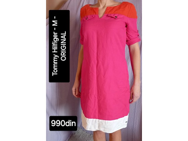 Tommy Hilfiger haljina midi roze M/38 - ORIGINAL