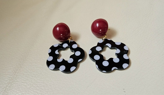 Floral polka dot nove minđuše, drop dangle