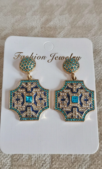 Art deco `Lattice` geometric drop minđuse, novo