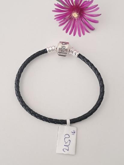 Nova Pandora crna kozna narukvica 18cm 925