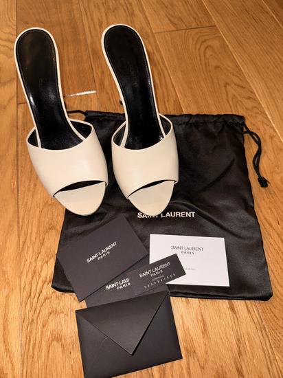 SAINT LAURENT Original Kožne Mules na stiklu