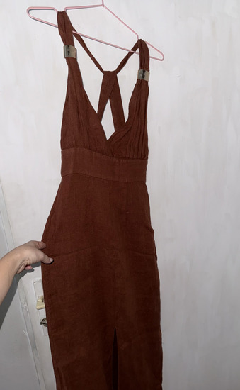 Zara midi haljina 100% lan S/M novo