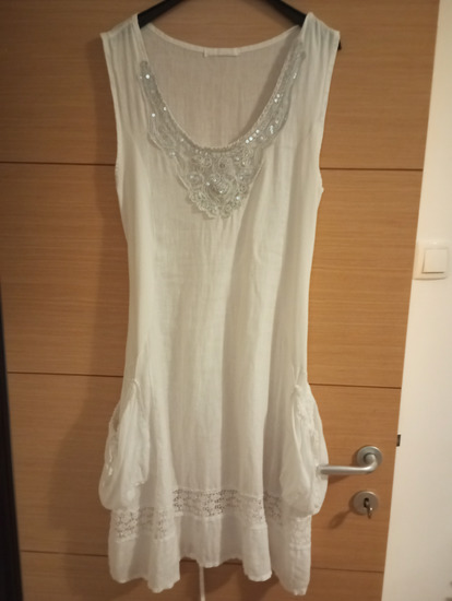 Bela lanena haljina XL/ L
