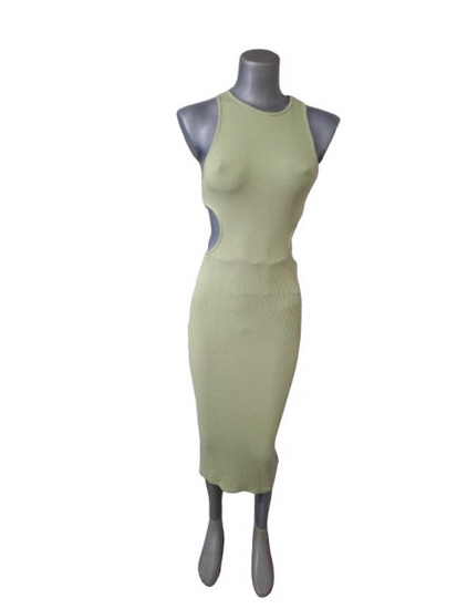 Pull&Bear Cut-Out Midi Haljina - Boja Limete (S)