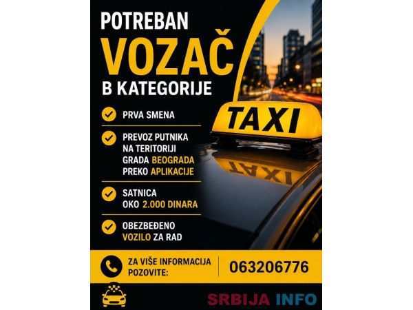 Potreban taxi vozač