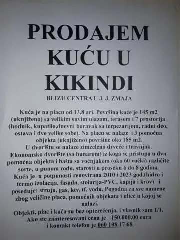 KUĆA U KIKINDI