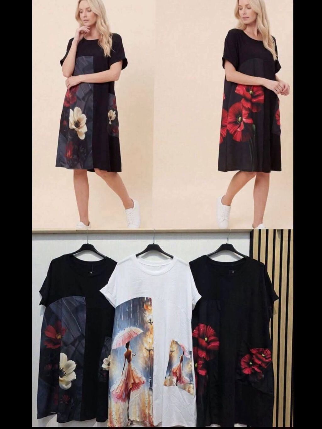 Haljina siroka sa sarama. Crna,bela. S,M,L,XL 1900 NOVO AKCIJA