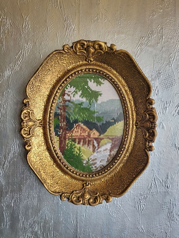 Goblen stari most,vilerov bez ostecenja. Stari goblen,vilerov bez