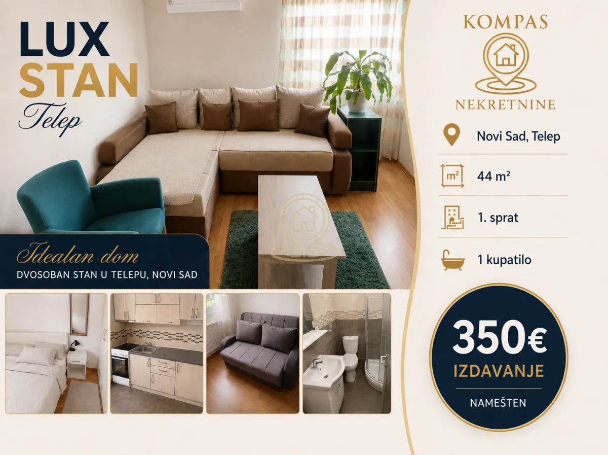 Izdavanje, trosoban stan, 44m², Telep, Novi Sad Sve Podlokacije