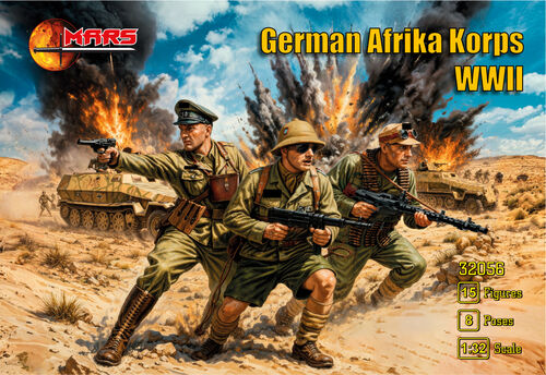 Mars 32056 German WWII Afrika Korps (15 Figures / 8 Poses)