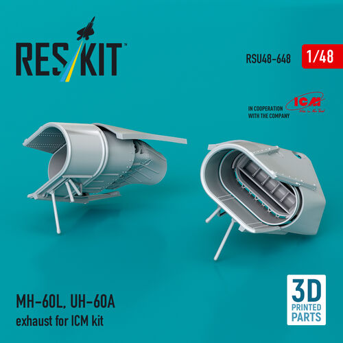 NEW! RES/KIT U48-0648 Sikorsky MH-60L and UH-60A - Exhaust (for ICM Kits / 3D Printed)