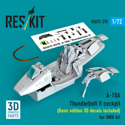 NEW! RES/KIT U72-0278 Fairchild A-10 A Thunderbolt II - Cockpit / Basic Edition - 3D Decals included (for GWH Kits / 3D-Printed)