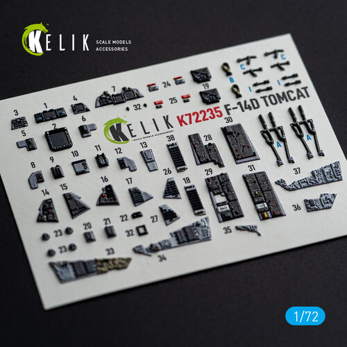 NEW! KELIK K72235 Grumman F-14 D Tomcat - Interior 3D Decals (for Tamiya Kits)