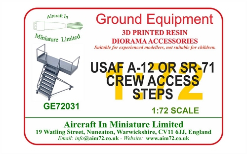 NEW! Aircraft In Miniature Ltd GE72031 Lockheed A-12 and SR-71 Blackbird - Crew Access Steps (for Academy / Italeri and Revell Kits / 3D-Printed)