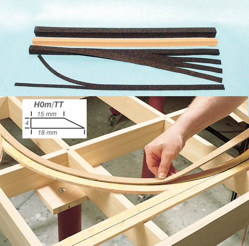 NEW! Heki 3163 Cork Track Strips Light H0m / TT (10 x 0.98 m)