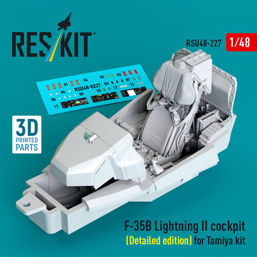 NEW! RES/KIT U48-0227 Lockheed Martin ​F-35B Lightning II - Cockpit Detailed Edition (for Tamiya Kits / 3D-Printed)