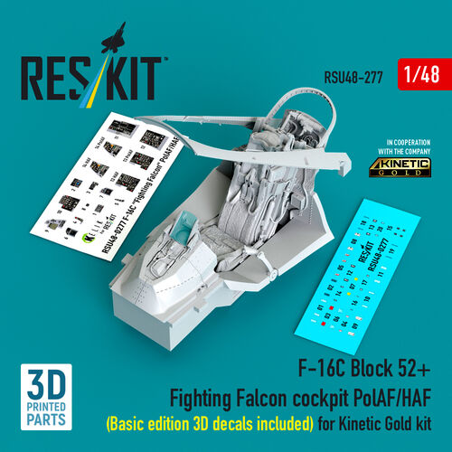 NEW! RES/KIT U48-0277 F-16 C Block 52+ Fighting Falcon - Cockpit Pol AF / HAF Basic Edition 3D Decals Included) (for Kinetic Gold Kits / 3D-Printed)
