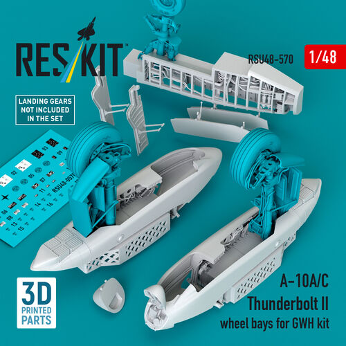 NEW! RES/KIT U48-0570 Fairchild A-10 A/C Thunderbolt II - Wheel Bays (for GWH Kits / 3D-Printed)