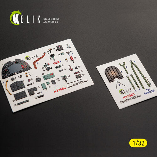 NEW! KELIK K32060 Supermarine Spitfire Mk.IIa - Interior 3D-Decals (for Revell Kits)