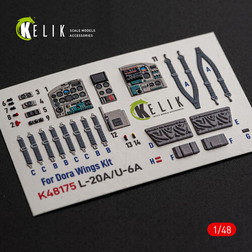 NEW! KELIK K48175 L-20A / U-6A - Type 2 Interior 3D Decals (for Dora Wings Kits)