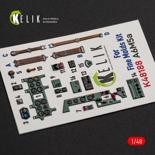 NEW! KELIK K48188 Mitsubishi A6M5a - - Interior 3D Decals (for Fine Molds Kits)