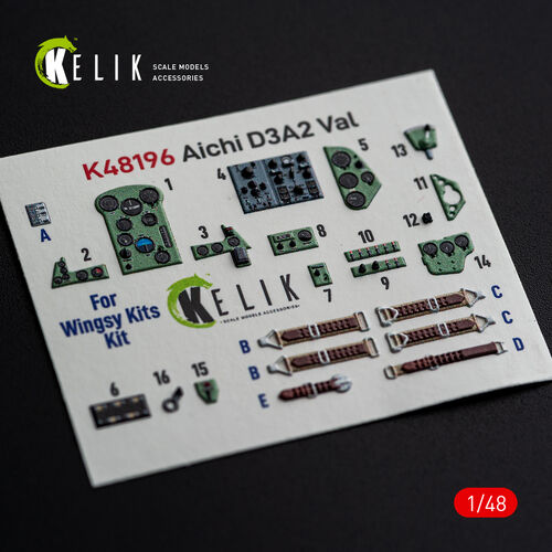 NEW! KELIK K48196 Aichi D3A2 Val - Interior 3D Decals (for Wingsy Kits Kits)