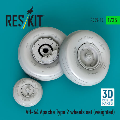 NEW! RES/KIT 35-0043 AH-64 Apache - Type 2 Weighted Wheels Set (3D-Printed)