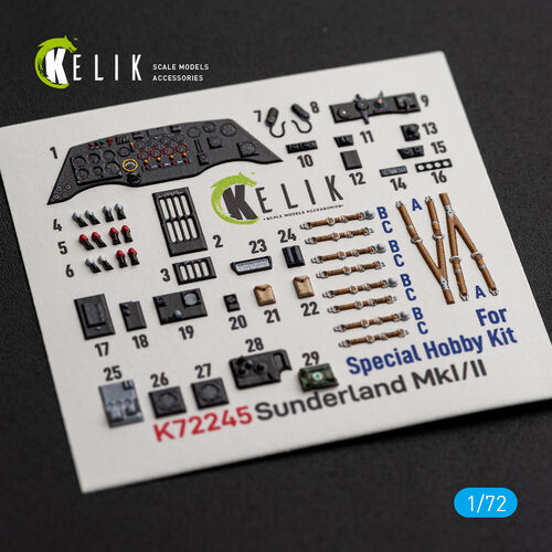NEW! KELIK K72245 Short Sunderland Mk.I / Mk.II - Interior 3D Decals (for Special Hobby Kits)