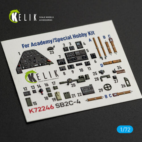 NEW! KELIK K72246 Curtiss SB2C-4 Helldiver - Interior 3D Decals (for Academy / Special Hobby Kits)