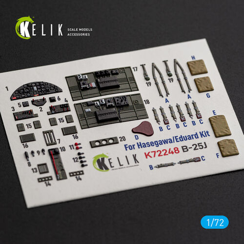 NEW! KELIK K72248 North American B-25 J Mitchell - Interior 3D Decals (for Eduard Kits)