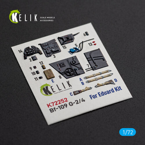 NEW! KELIK K72252 Messerschmitt Bf-109 G-2 / G-4 - Interior 3D Decals (for Eduard Kits)