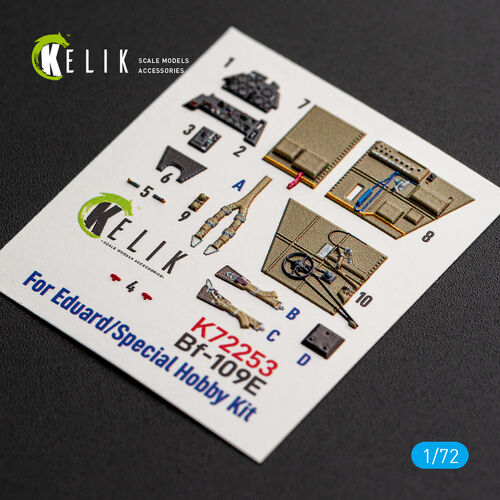 NEW! KELIK K72253 Messerschmitt Bf-109 G-2 / G-4 - Interior 3D Decals (for Special Hobby / Eduard Kits)
