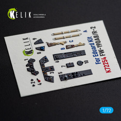 NEW! KELIK K72254 Focke Wulf Fw-190 A-8 / R-2 - Interior 3D Decals (for Eduard Kits)