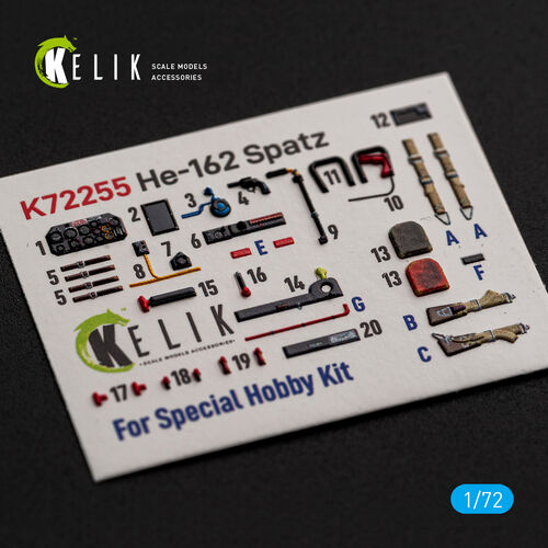 NEW! KELIK K72255 Heinkel He-162 Spatz - Interior 3D Decals (for Special Hobby Kits)