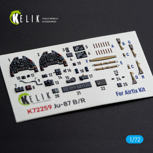 NEW! KELIK K72259 Junkers Ju-87 B/R Stuka - Interior 3D Decals (for Airfix Kits)
