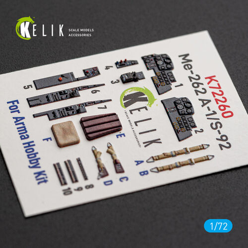 NEW! KELIK K72260 Messerschmitt Me-262 A-1 / S-92 - Interior 3D Decals (for Arma Hobby Kits)