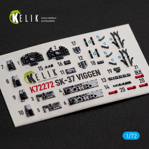 NEW! KELIK K72272 Saab SK-37 Viggen - Interior 3D Decals (for Special Hobby Kits)