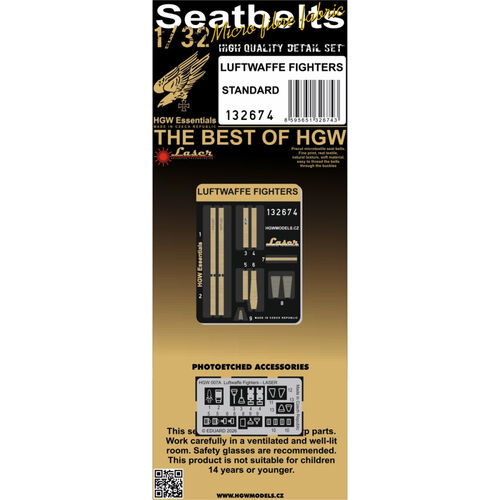 NEW! HGW Models 132674 Luftwaffe Fighters Seat Belts (Standard)