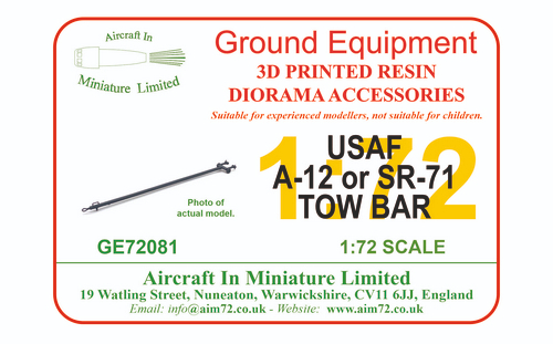Aircraft In Miniature Ltd GE72081 Lockheed SR-71 Blackbird Towbar - used with a MB-4 tractor (for Academy, Hasegawa, Italeri, Monogram and Revell kits)
