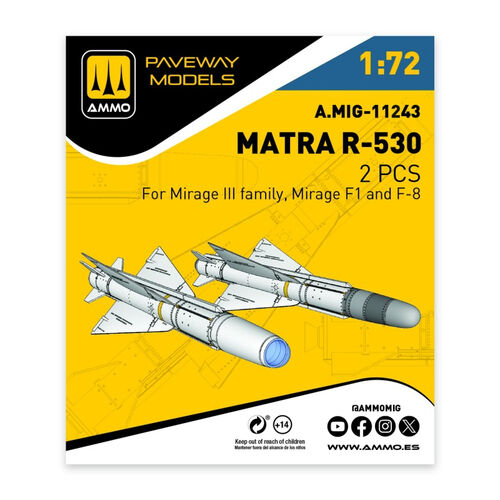 AMMO of Mig Jimenez 11243 Matra R-530 (2 pcs / 3D-Printed)